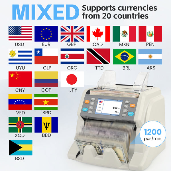Multi Currency Mixed Denomination Bill Counter | RIBAO MC-50