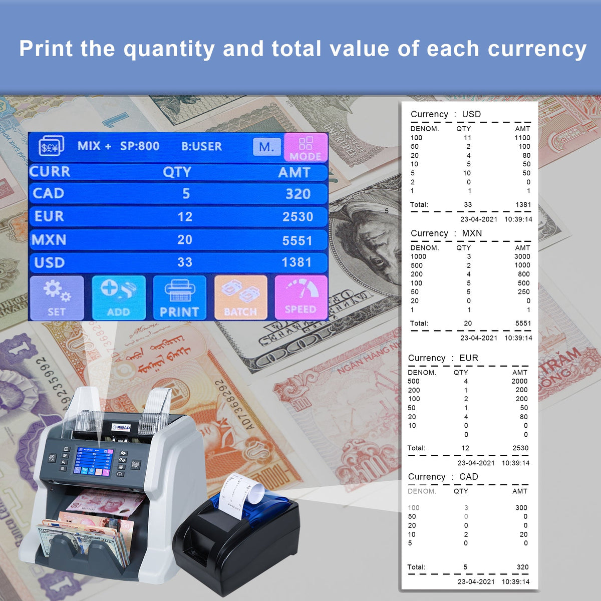Thermal Printer For Mixed Bill Counter&Banknote Sorter | Ribao Technology