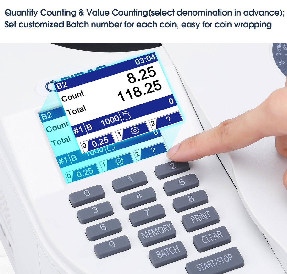 Ribao HCS-25 Portable Coin Counter Value Counting Coin Sorter